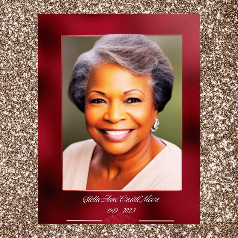 Premium 11x17 Funeral Program Template Red & Gold Obituary Easy to Edit ...