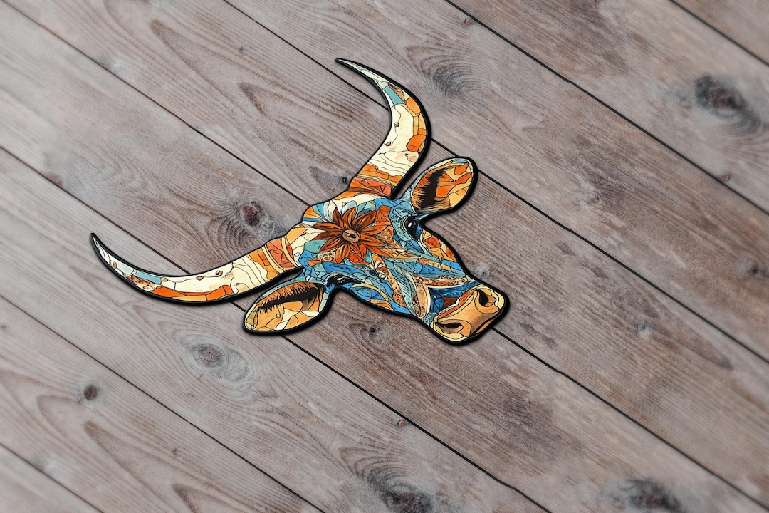 Longhorn Sticker | Colorful Mosaic Longhorn | Western Boho Vinyl Decal ...