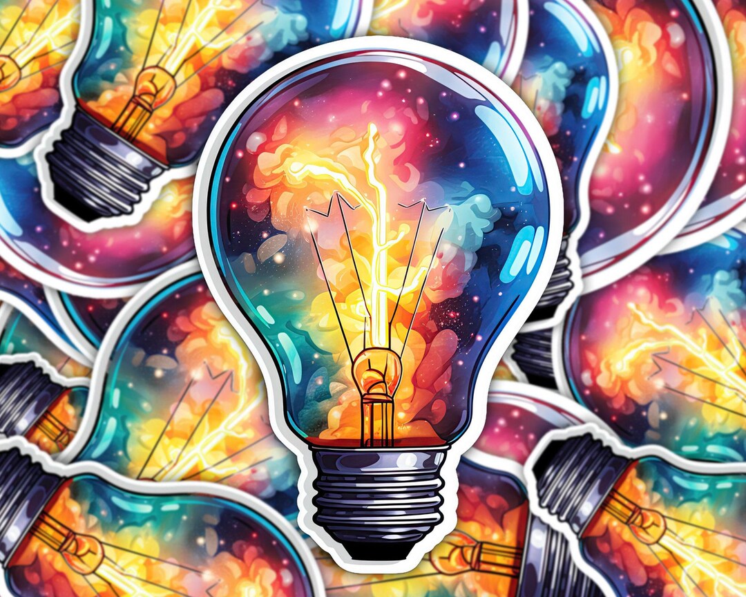 Galactic Lightbulb Sticker: Space Theme - Etsy