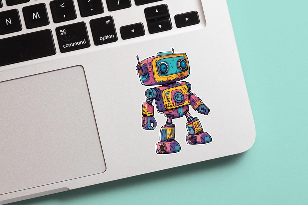 Colorful Robot Sticker: Waterproof Vinyl Decal - Etsy