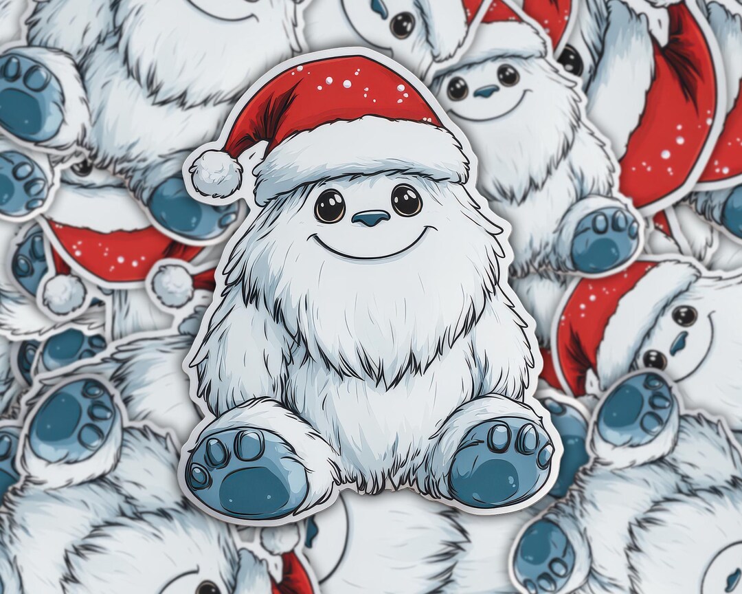 Santa Yeti Vinyl Sticker: Whimsical Holiday Decal - Etsy