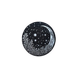 Crescent Moon and Stars Sticker, Moon Sticker, Celestial Moon, Vinyl ...