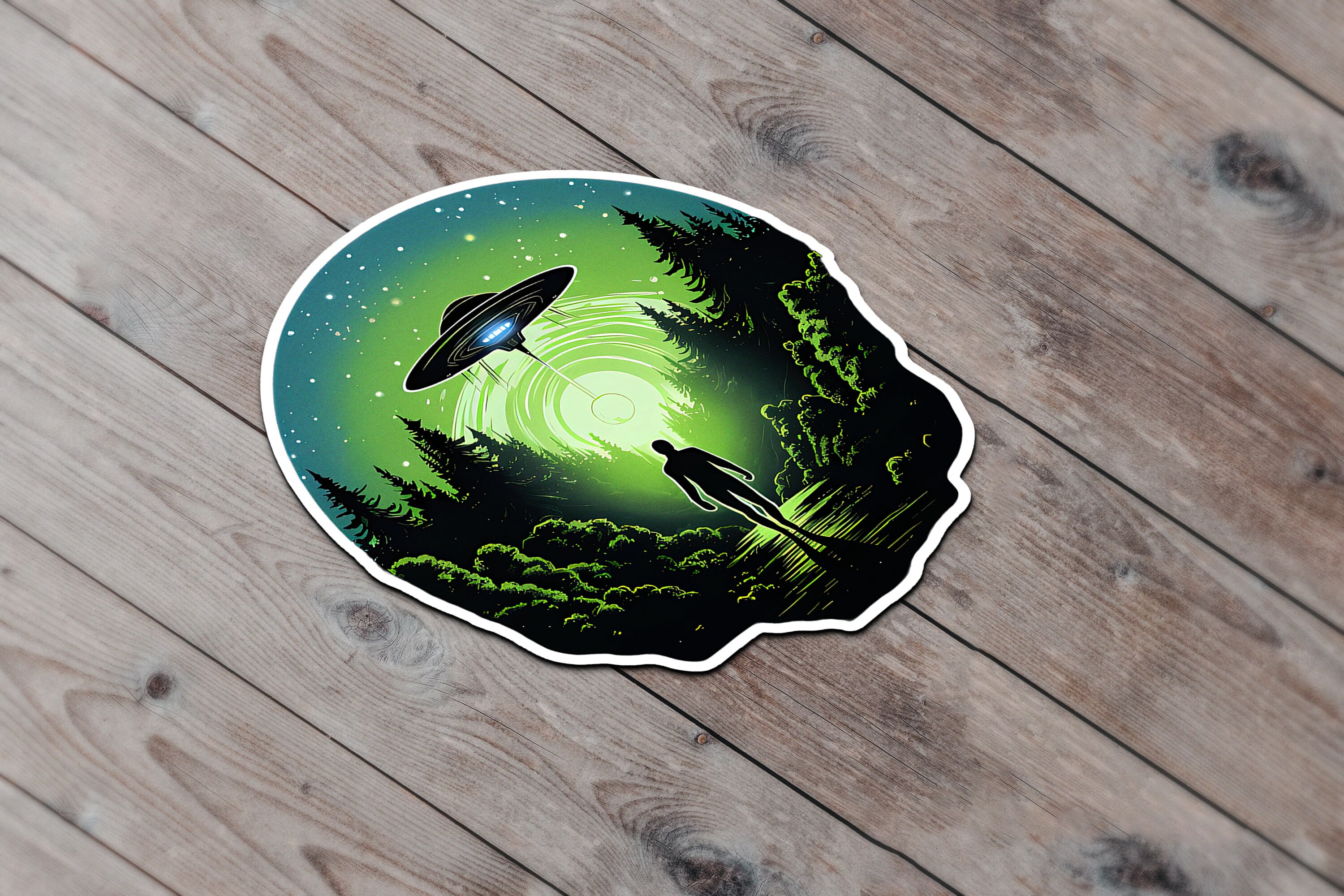 Out-of-this-world Alien Spaceship Sighting Sticker UFO Decal for ...