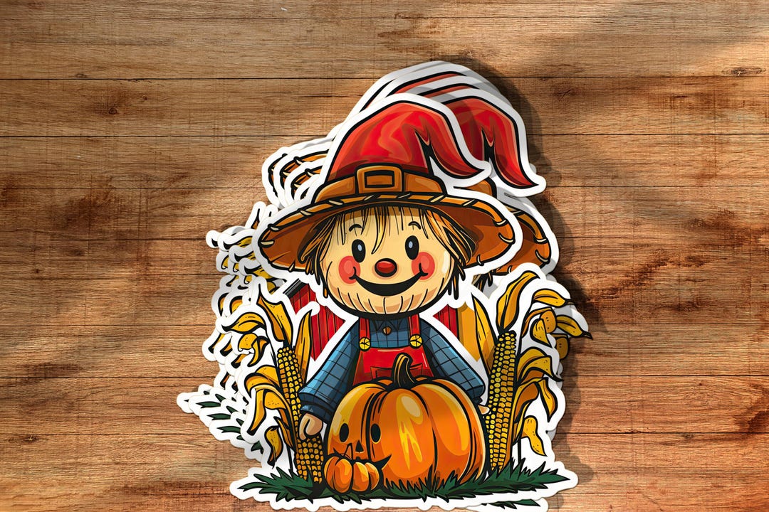 Cute Scarecrow Sticker, Autumn Pumpkin Patch, Fall Decor - Etsy