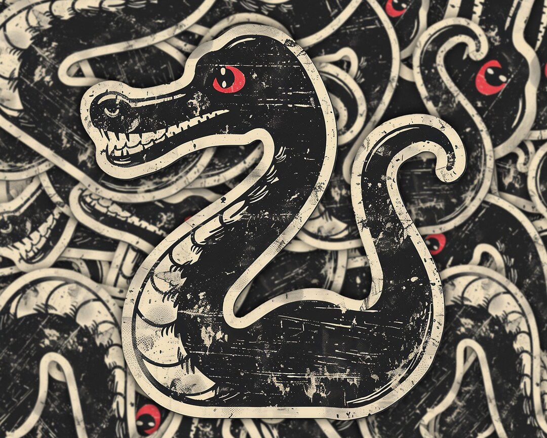 Vintage Sea Serpent Cryptid Sticker - Retro Nautical Mythical Creature ...