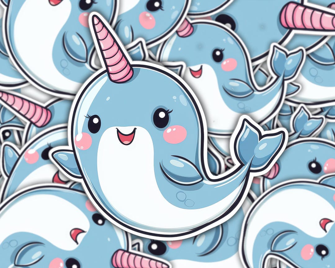 Kawaii Narwhal Sticker | Cute Ocean Themed Vinyl Sticker | Perfect for ...