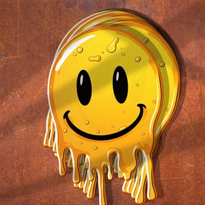 Smiley Face Sticker, It's HOT Outside Sticker, Smiley Face, Melting Hot ...