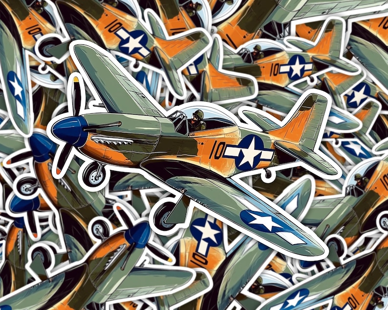 WW2 P-51 Mustang Vinyl Sticker | Retro Military Aircraft Decal - Etsy