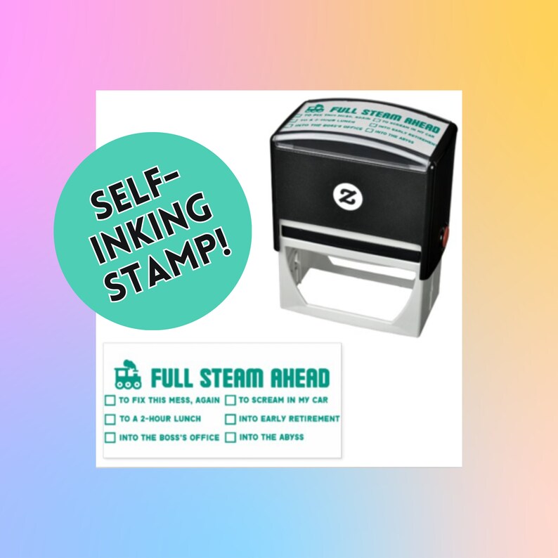 Stamp Self-inking Large | Full Steam Ahead | Train | Office Workplace ...