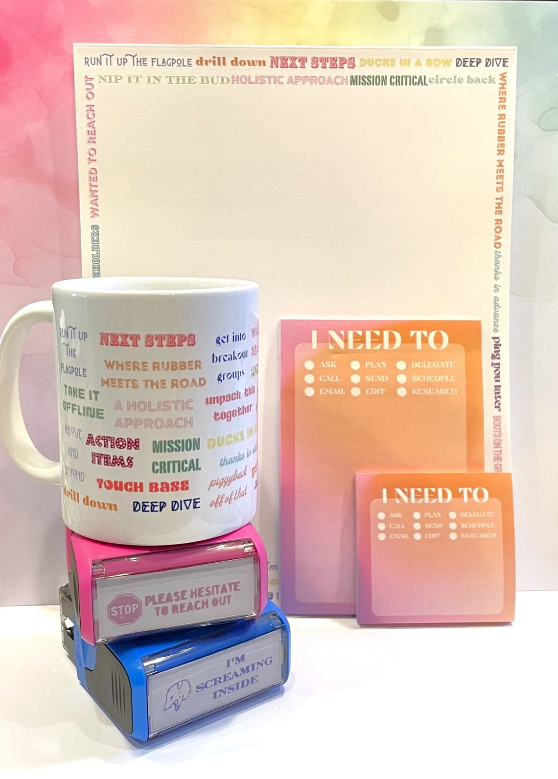 Stamp Self-inking Large | Full Steam Ahead | Train | Office Workplace ...