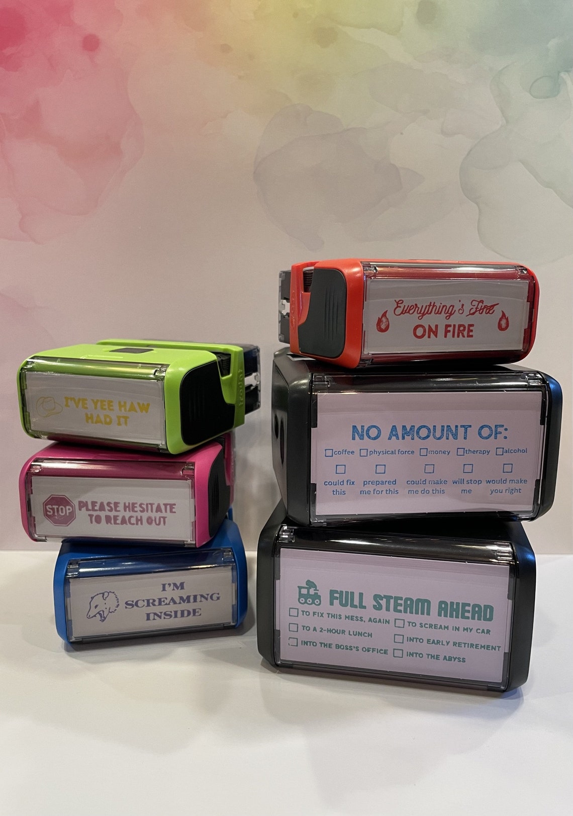 Stamp Self-inking Large | Full Steam Ahead | Train | Office Workplace ...