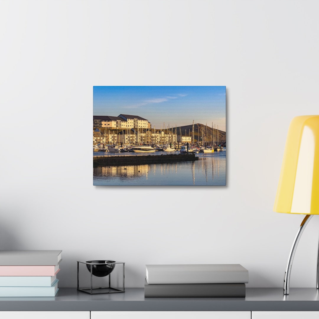 Satin Canvas Marina at Sunset, Wall Hangings, Home Decor - Etsy