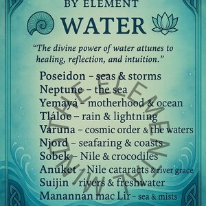 The Elemental Codex: Deity Connections by Element - Etsy