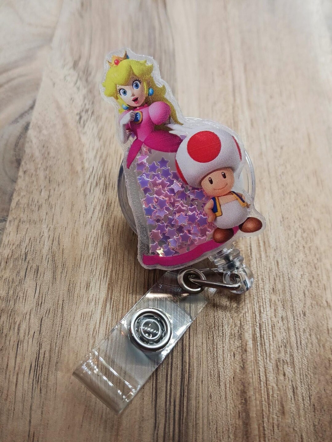 Princess Peach- Super Mario Quicksand Sequin Glitter Shaker - Badge ...