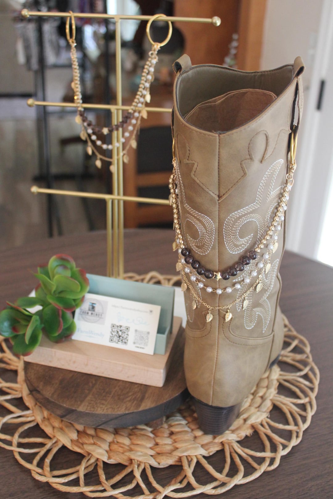 3- Tiered Handmade Western Boot Chains (pair) | Brown | Gold - Etsy