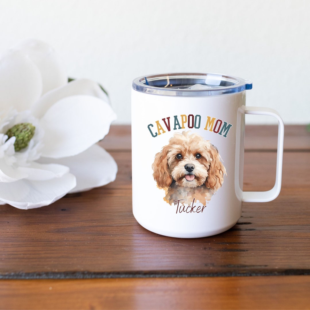 Cavapoo Insulated 10oz Personalized Coffee Mug, Cavapoo Mug, Dog Mom ...