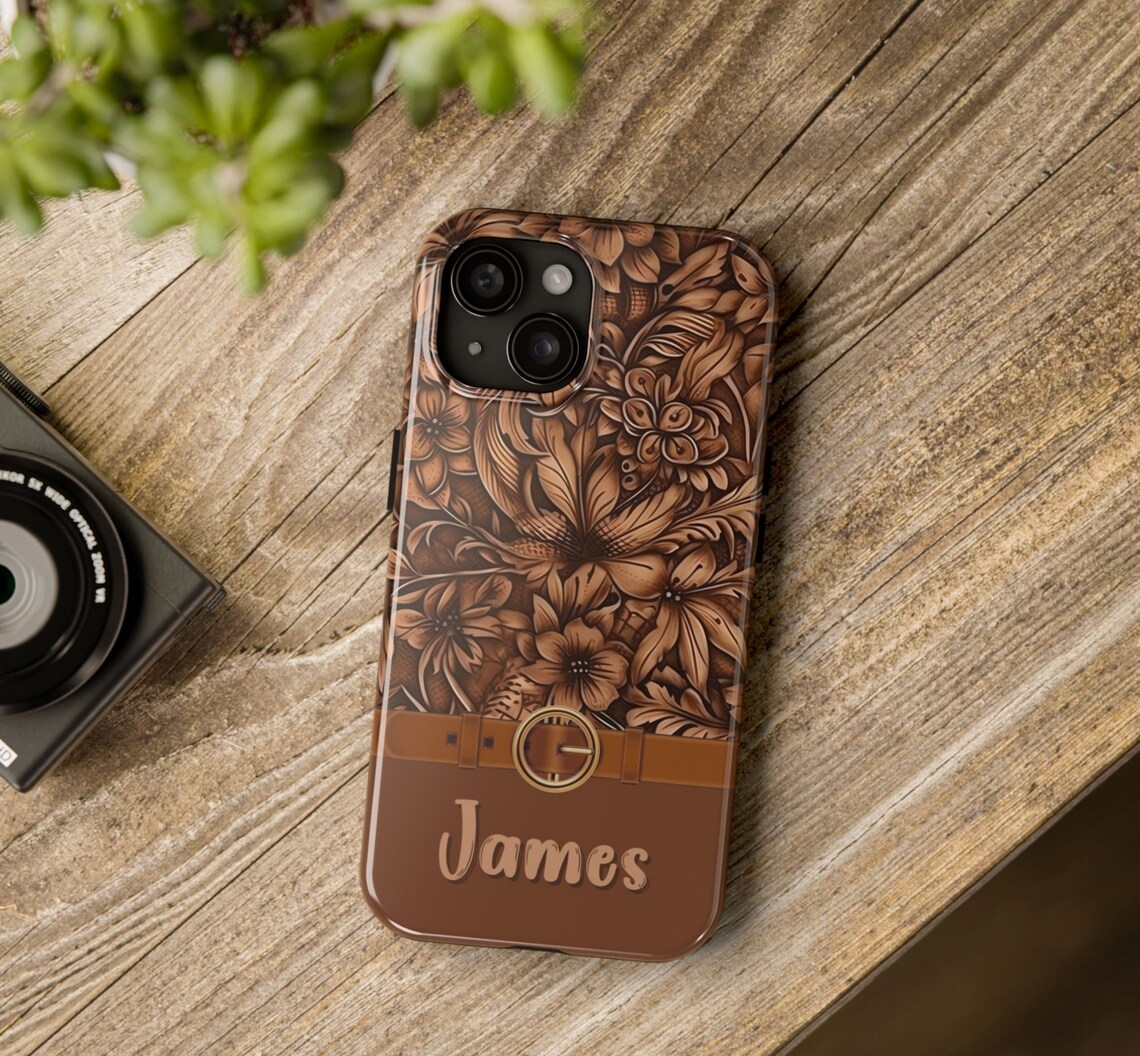 Barrel Racer Western iPhone Case, Tooled Leather Look, Personalized ...