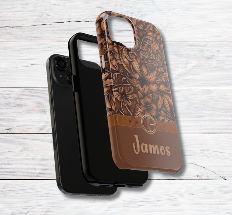 Barrel Racer Western iPhone Case, Tooled Leather Look, Personalized ...