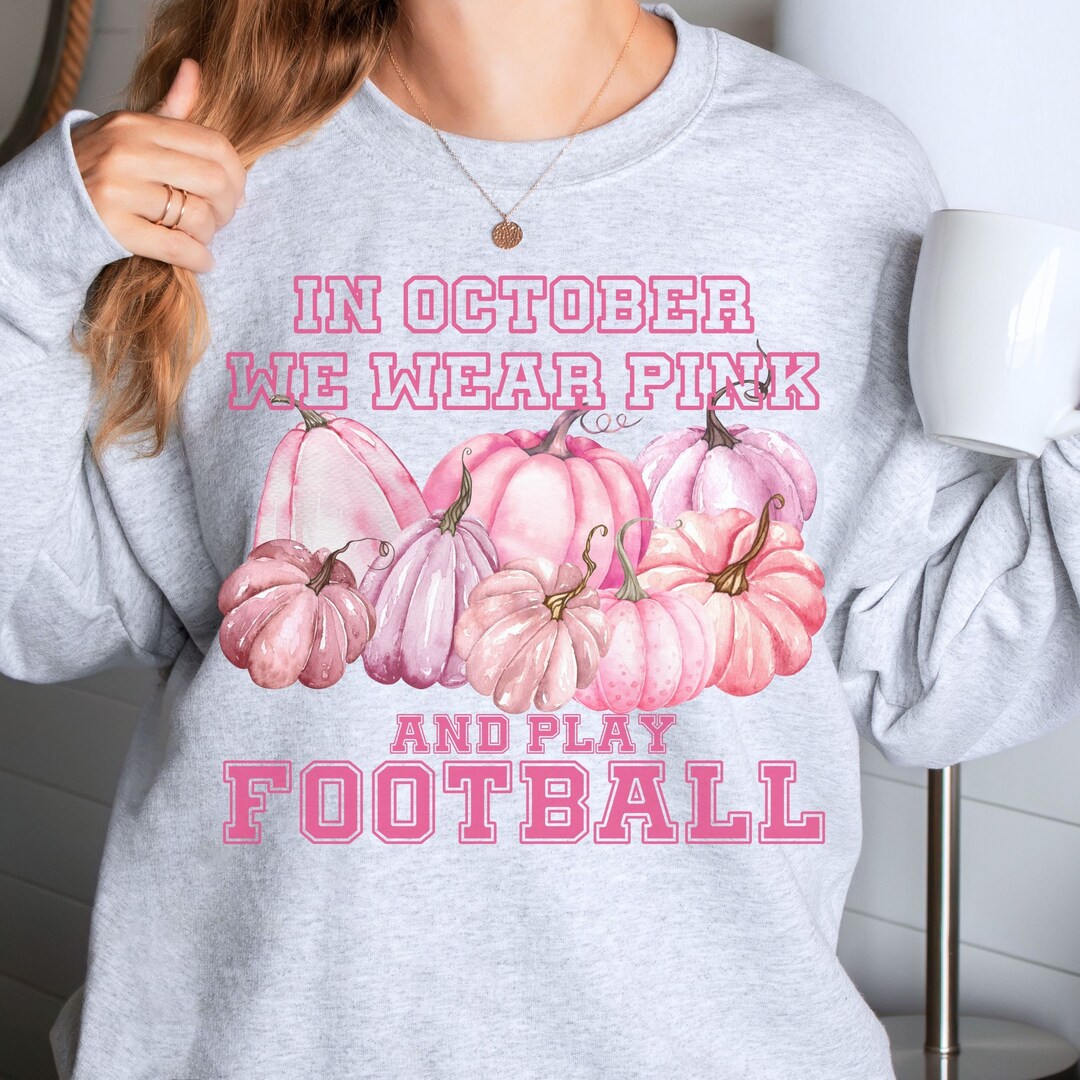 Pink Out Football Breast Cancer Sweatshirt, Pink Pumpkin Football Shirt ...