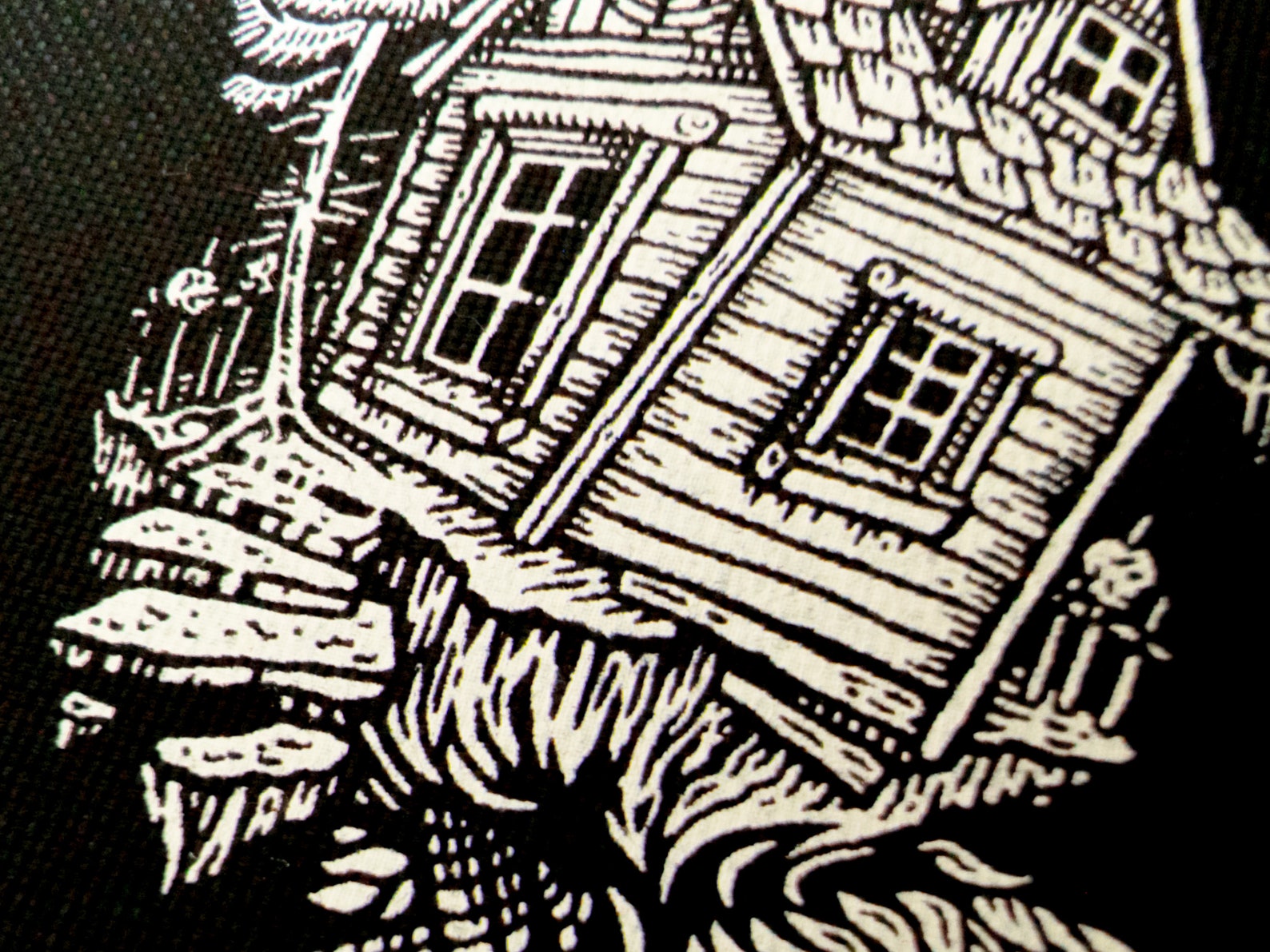 Baba Yaga. Baba Jagas House on Chicken Legs. Screen Printed Black ...