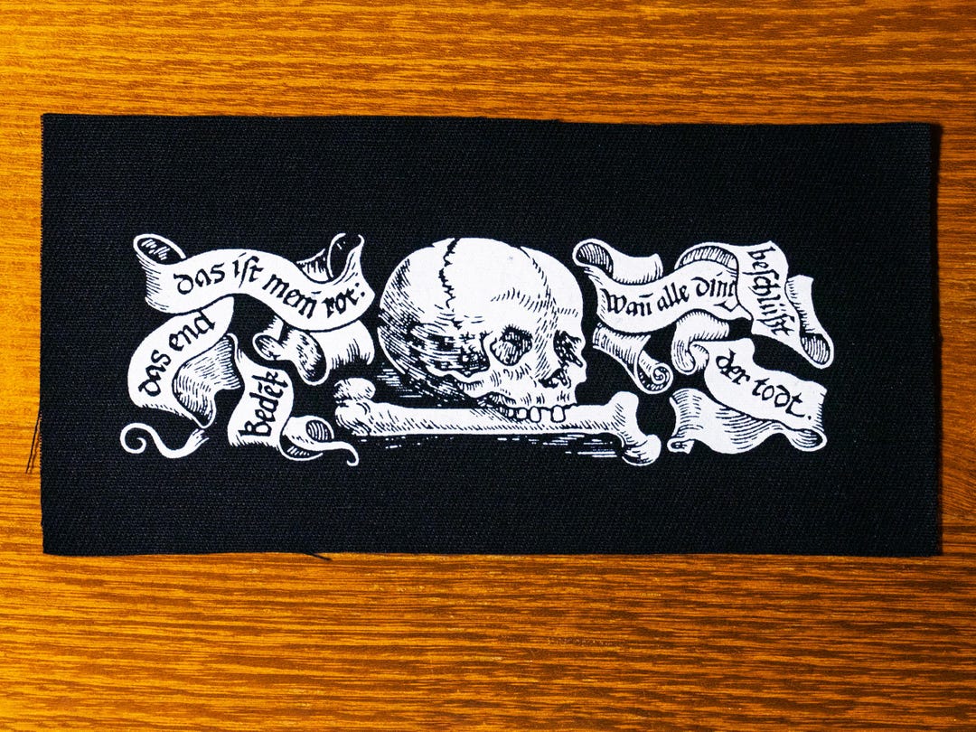 Memento Mori. Skull, Bone and Banner With Text. Medieval Woodcut ...