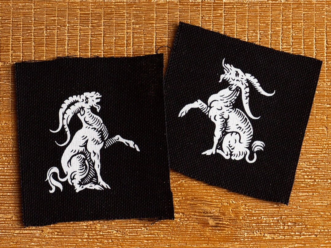 Two Male Horned Goats. Almighty Baphomet. Medieval Woodcut. Screen ...