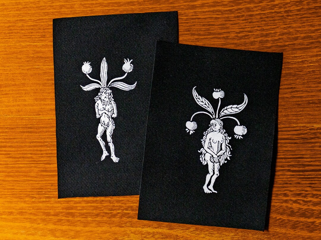 Female and Male Mandrake Pair (mandragora). Medieval Woodcut. Screen ...