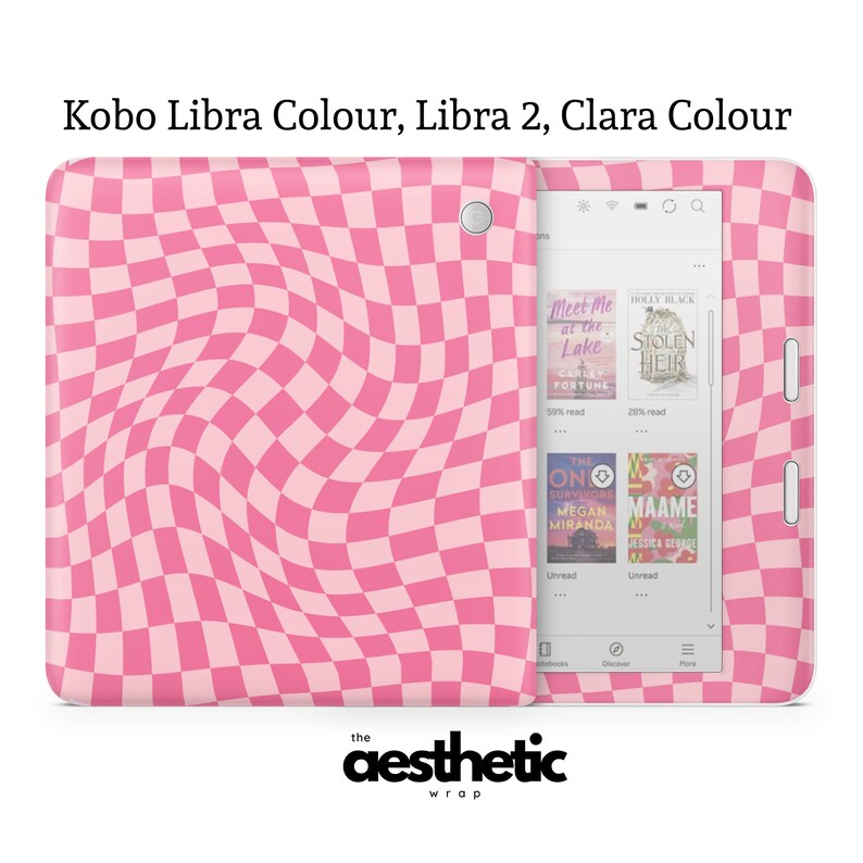 Pink Ripple Check Retro Kobo Libra 2 Colour Decals Skin Vinyl WRAP ...