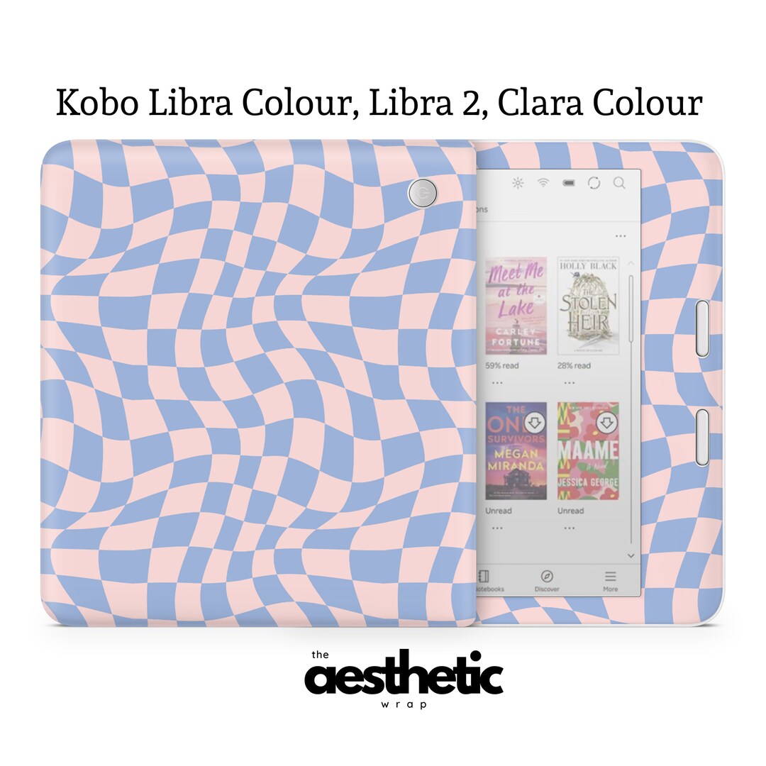 Wavy Check Pink and Lavender Kobo Libra 2 Colour Decals Skin Vinyl WRAP ...