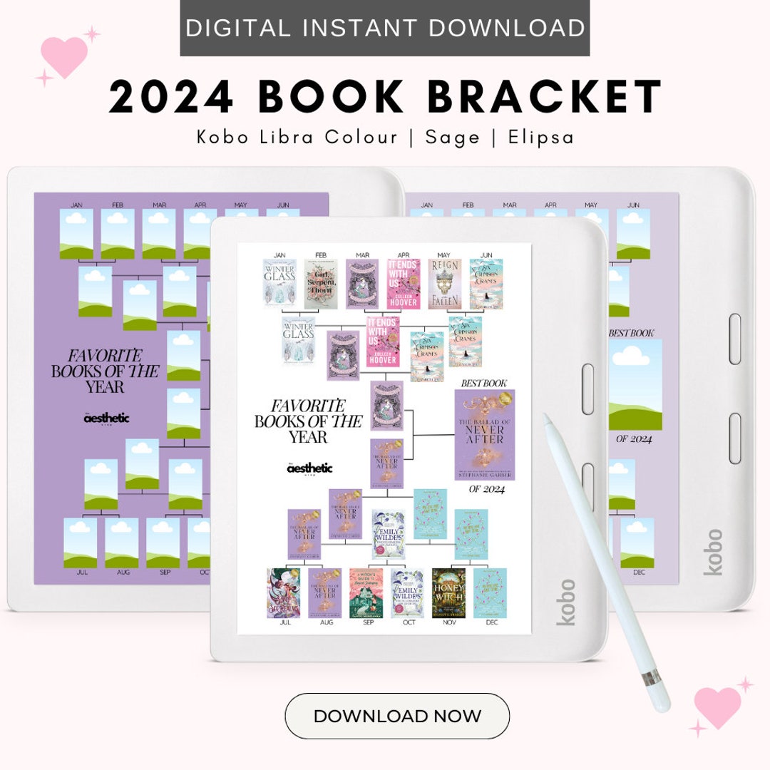 Digital Book Bracket Tracker Book Cover Canva Template Kobo E-readers ...