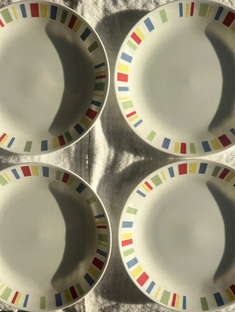 Memphis Corelle by Corning Dinner Plates Set of 4 Colorful Retro Dinner ...