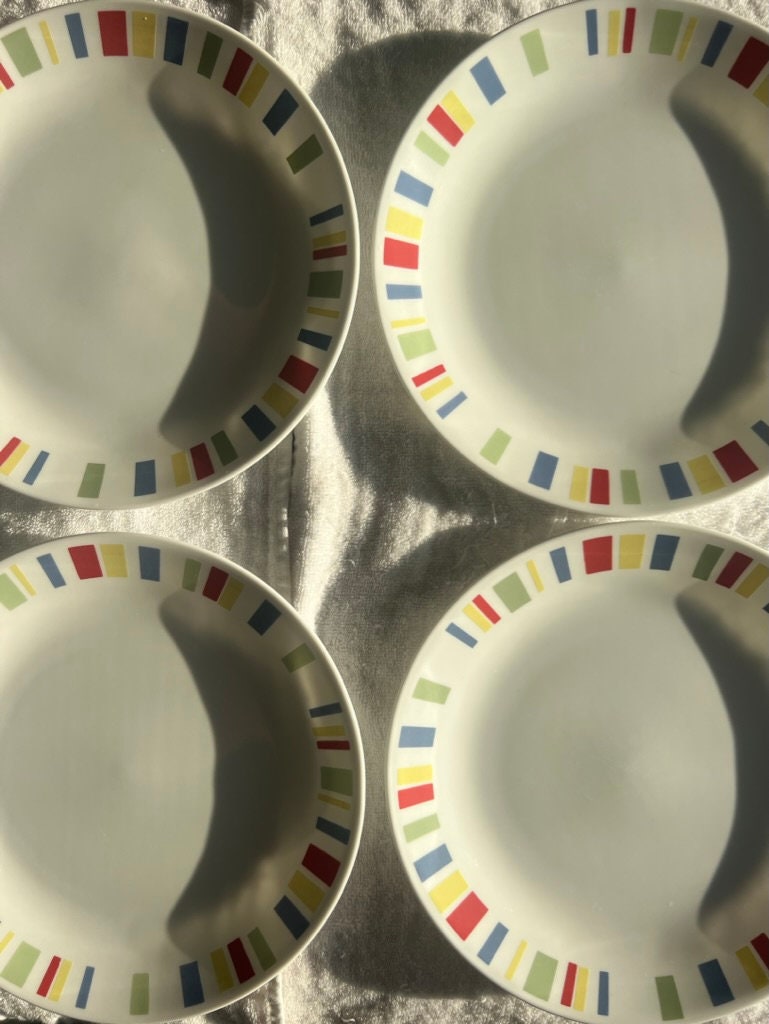 Memphis Corelle by Corning Dinner Plates Set of 4 Colorful Retro Dinner ...