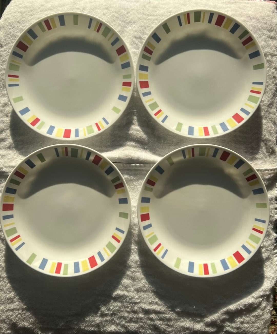 Memphis Corelle by Corning Dinner Plates Set of 4 Colorful Retro Dinner ...