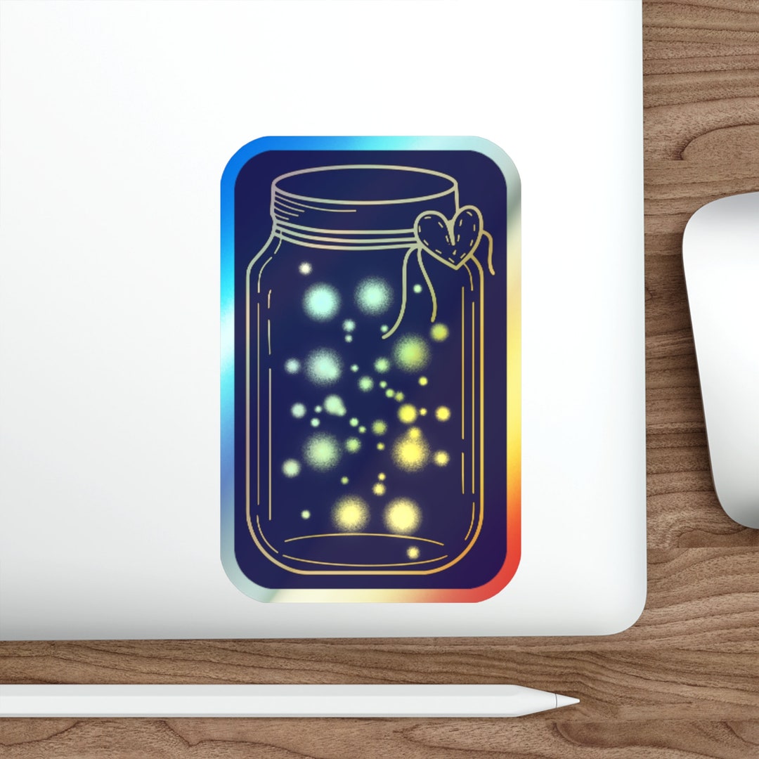 Fireflies in a Jar Summer Theme Decal, Rainbow Holographic Die-cut ...