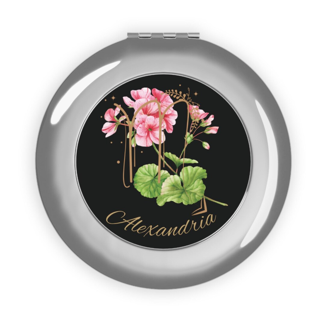 Scorpio Symbol and Geranium Birth Flower Personalized Name Compact ...