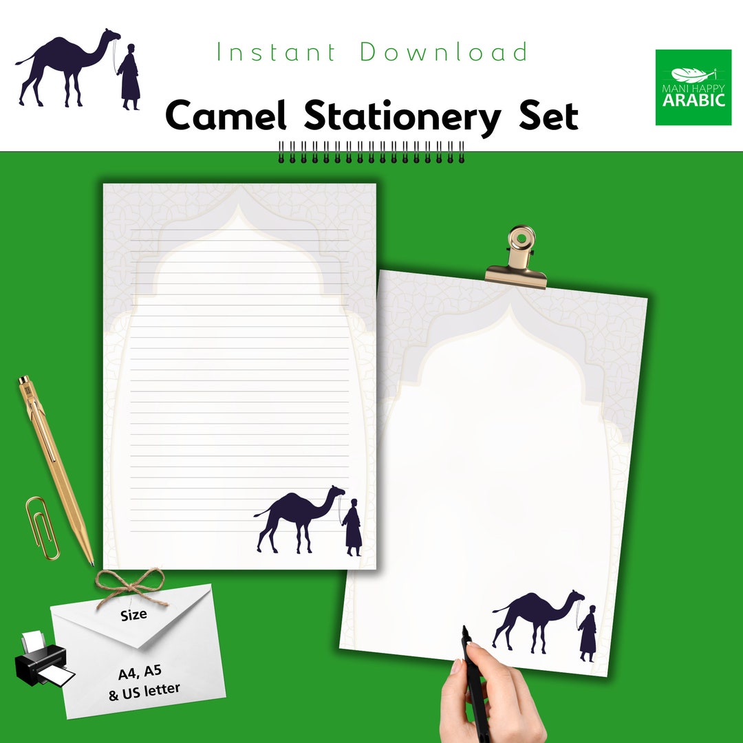 Camel Stationery Letter Writing Set | Arabic Camel-themed Lined Paper ...