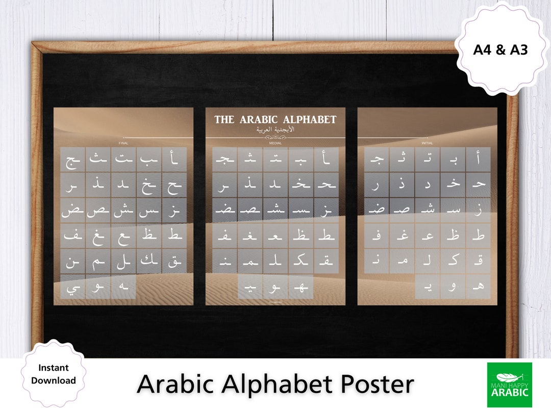 Set of 3 Arabic Alphabet Prints Poster Learn Arabee Home Decor - Etsy
