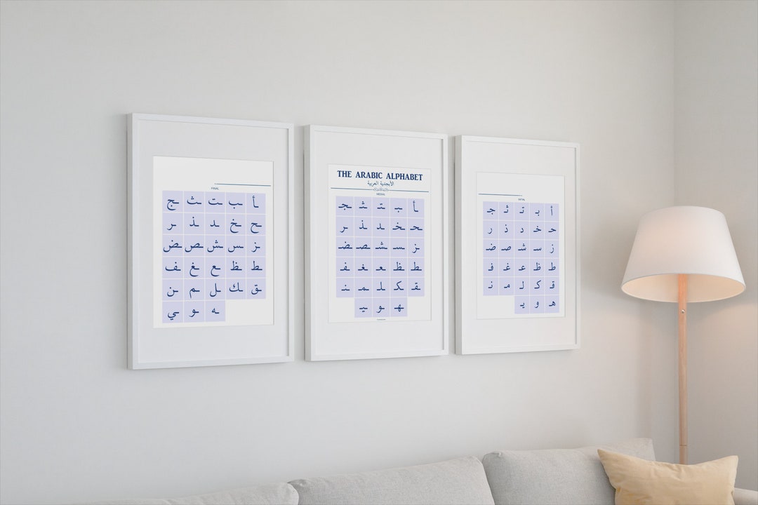 Set of 3 Arabic Alphabet Prints | Educational Poster for Learning ...