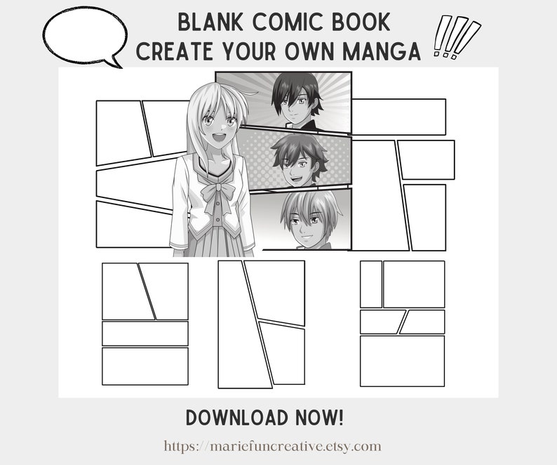 DIY Manga and Comic Book Templates - Set of 10 Blank Templates | US ...