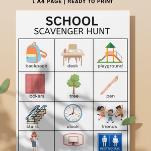 Fun School Activity, First Day Fun: Printable A4 School Scavenger Hunt ...