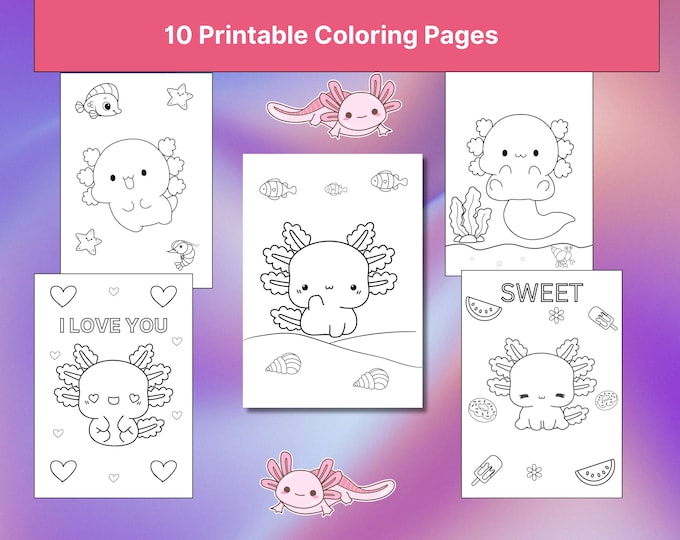 Cute Axolotl Coloring Pages / Axolotl Yinyang / Bobalotl / Gamesolotl ...