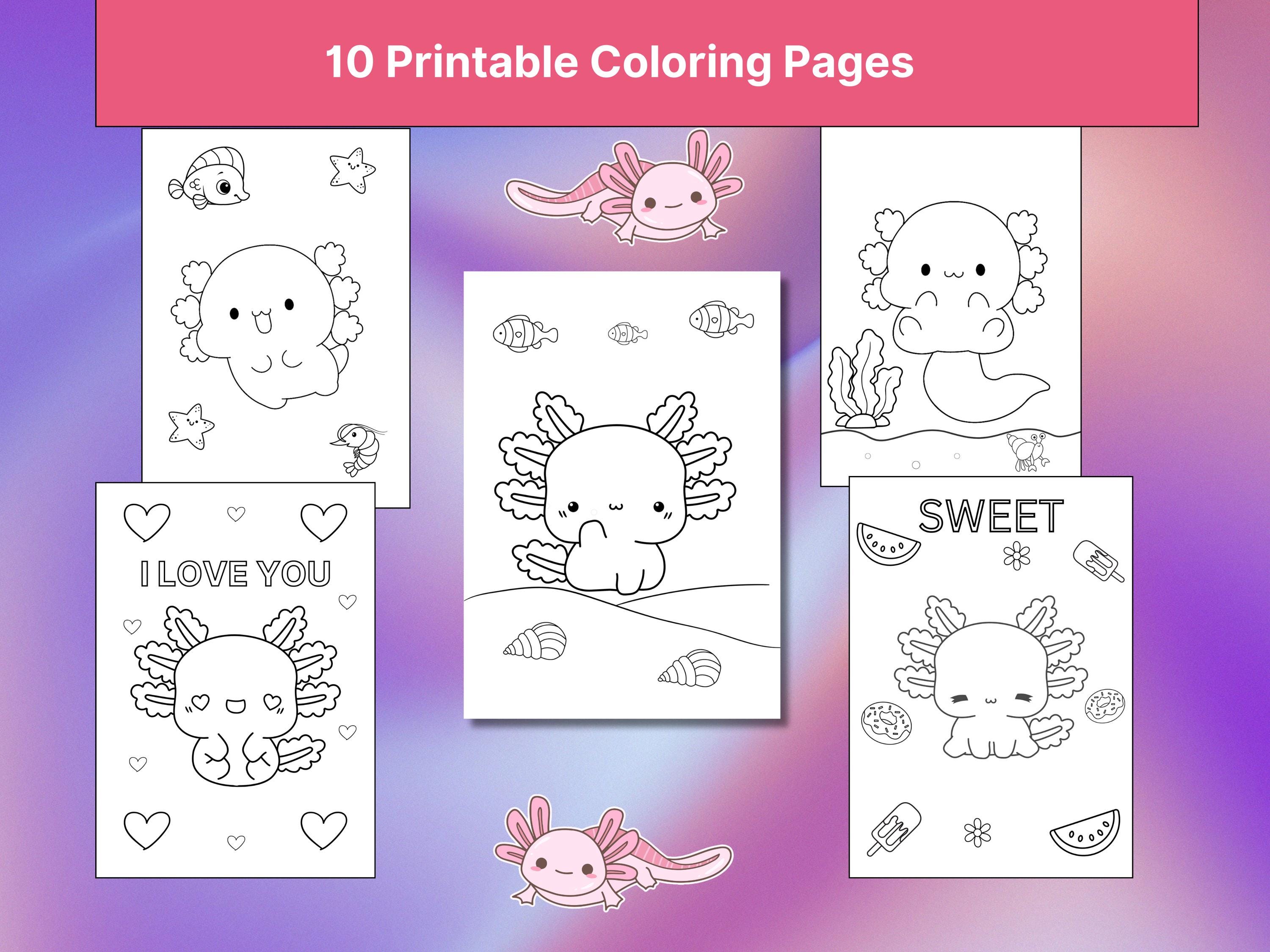 Axolotl Coloring Pages, 10 Printable Axolotl Coloring Pages for Kids ...
