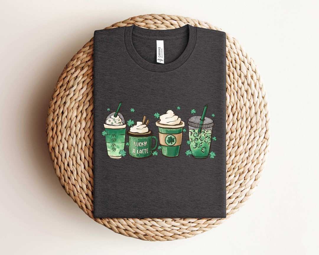 St Patricks Day Coffee Shirt, Irish Latte Tshirt, Lucky Coffee Lover ...