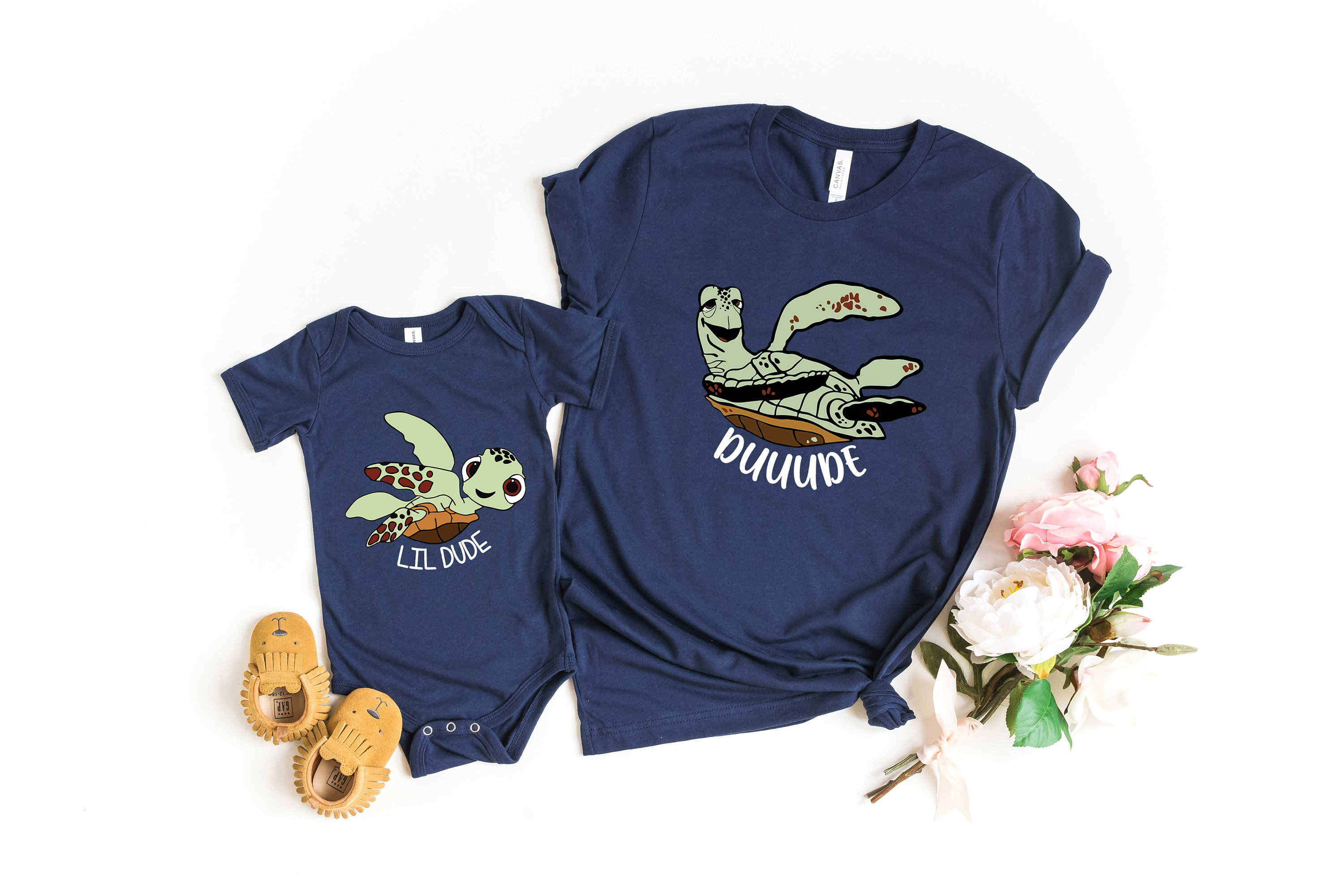 Duuude and Lil Dude Shirt, Turtle Daddy Shirt, Dad and Kid Matching ...