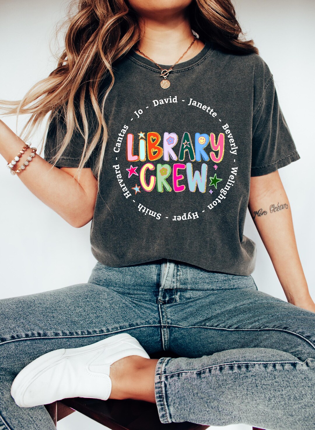 Custom Library Crew Shirt, Librarian Tshirt, Personalized Librarian ...