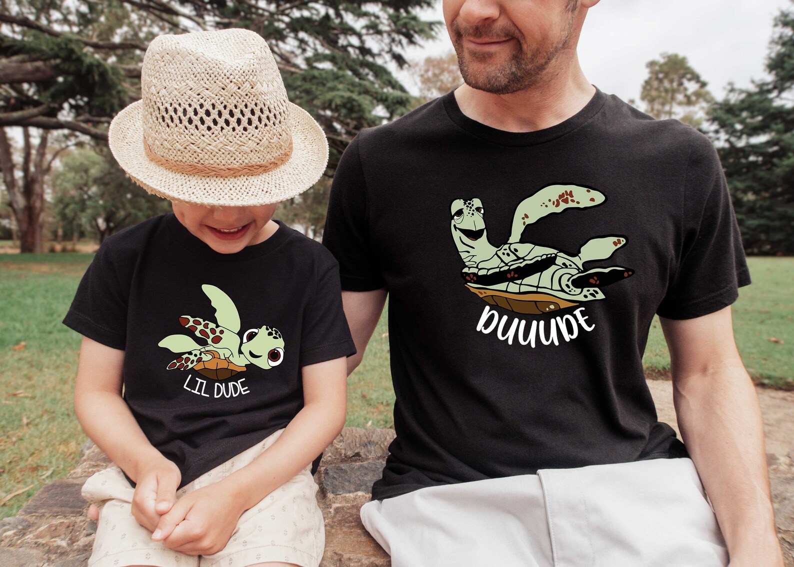 Duuude and Lil Dude Shirt, Turtle Daddy Shirt, Dad and Kid Matching ...