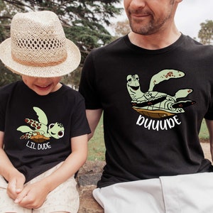 Duuude and Lil Dude Shirt, Turtle Daddy Shirt, Dad and Kid Matching ...