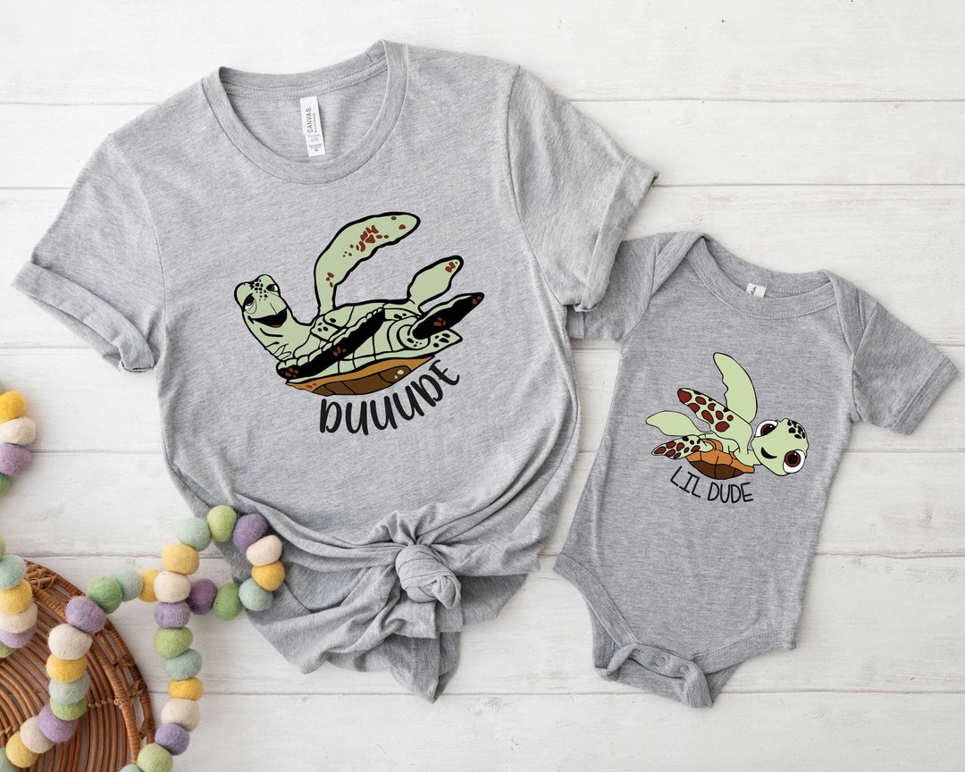 Duuude and Lil Dude Shirt, Turtle Daddy Shirt, Dad and Kid Matching ...