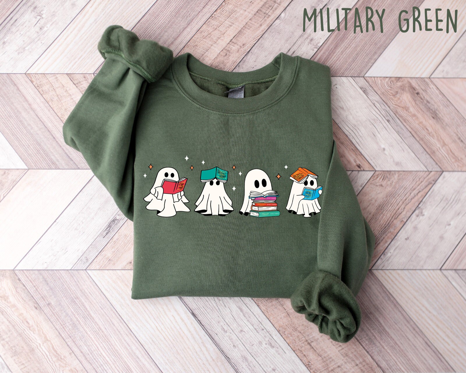 Ghost Reading Books Sweater, Bookish Halloween Sweatshirt, Halloween ...