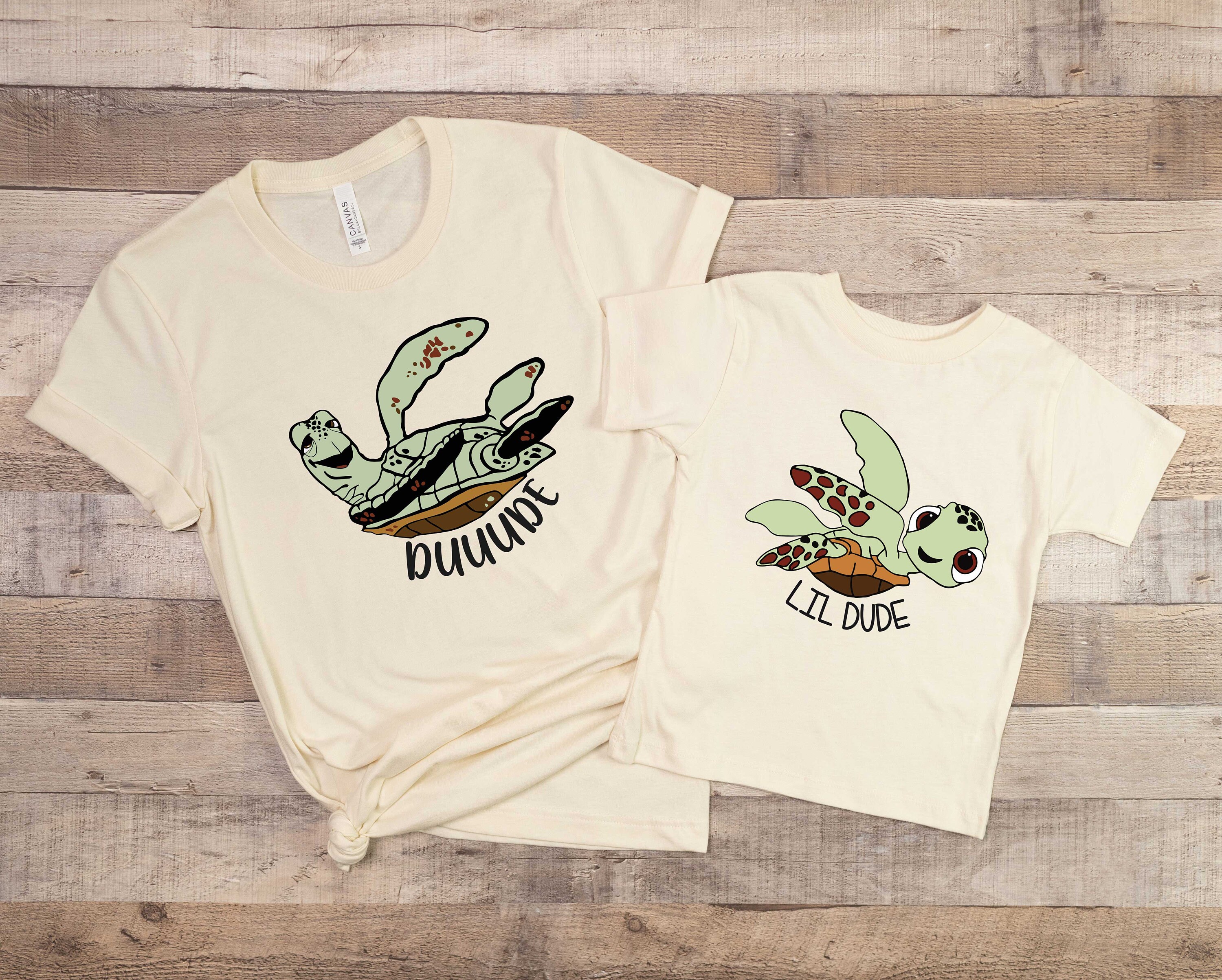 Duuude and Lil Dude Shirt, Turtle Daddy Shirt, Dad and Kid Matching ...
